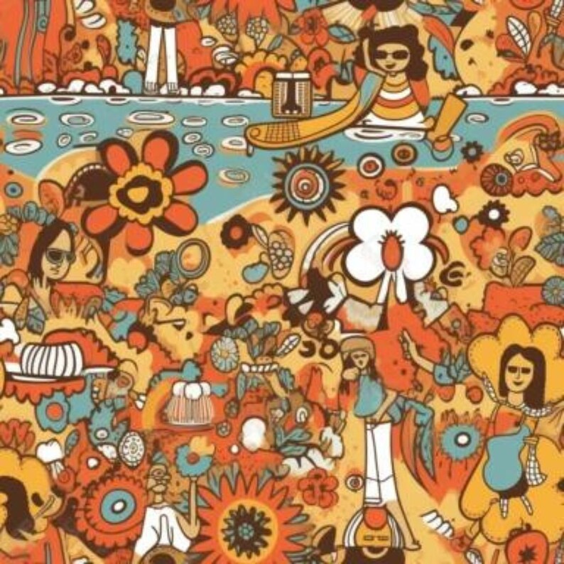 20 Groovy Retro Hippie Flower Power Digital Printable - Etsy