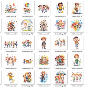 54 Watercolor Cartoon Kids Clipart, Cute Children Jumping With Joy ...