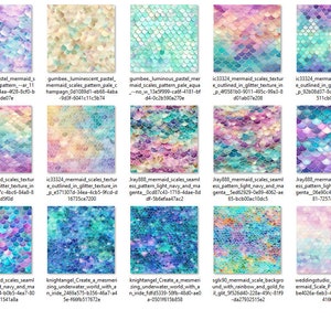 48 Glittery Iridescent Seamless Mermaid Scales Digital Paper ...
