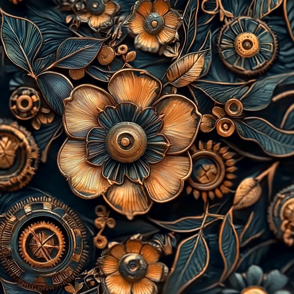 Seamless Steampunk Floral Digital Paper, Steampunk Flowers Seamless ...