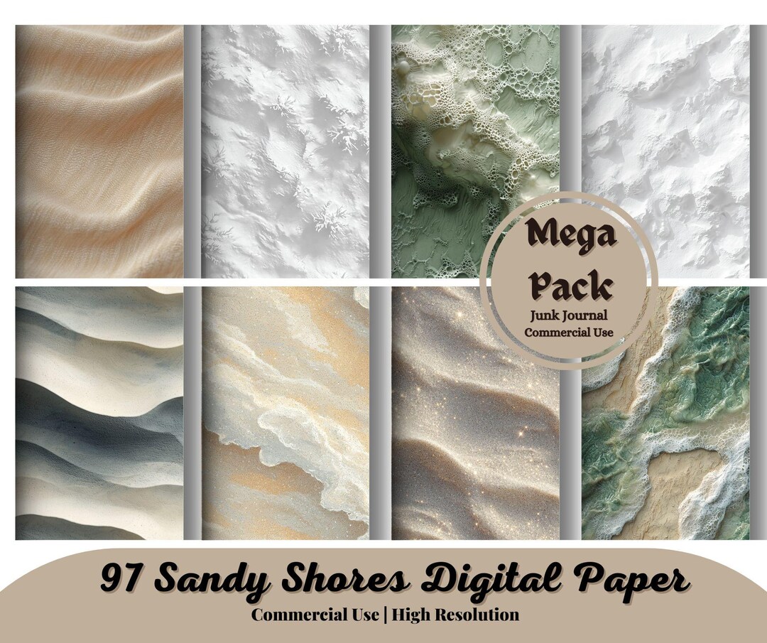 97 Sandy Shores Digital Scrapbook Paper Kit, Digital INSTANT DOWNLOAD ...