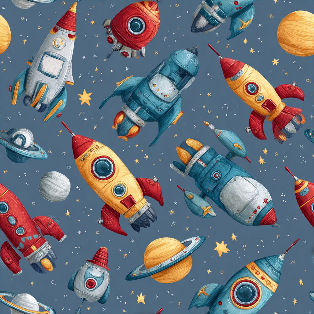 Space & Rockets Pattern Digital Paper | Cosmic Planets Backgrounds ...