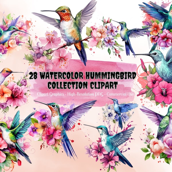 Hummingbird Clipart - Etsy