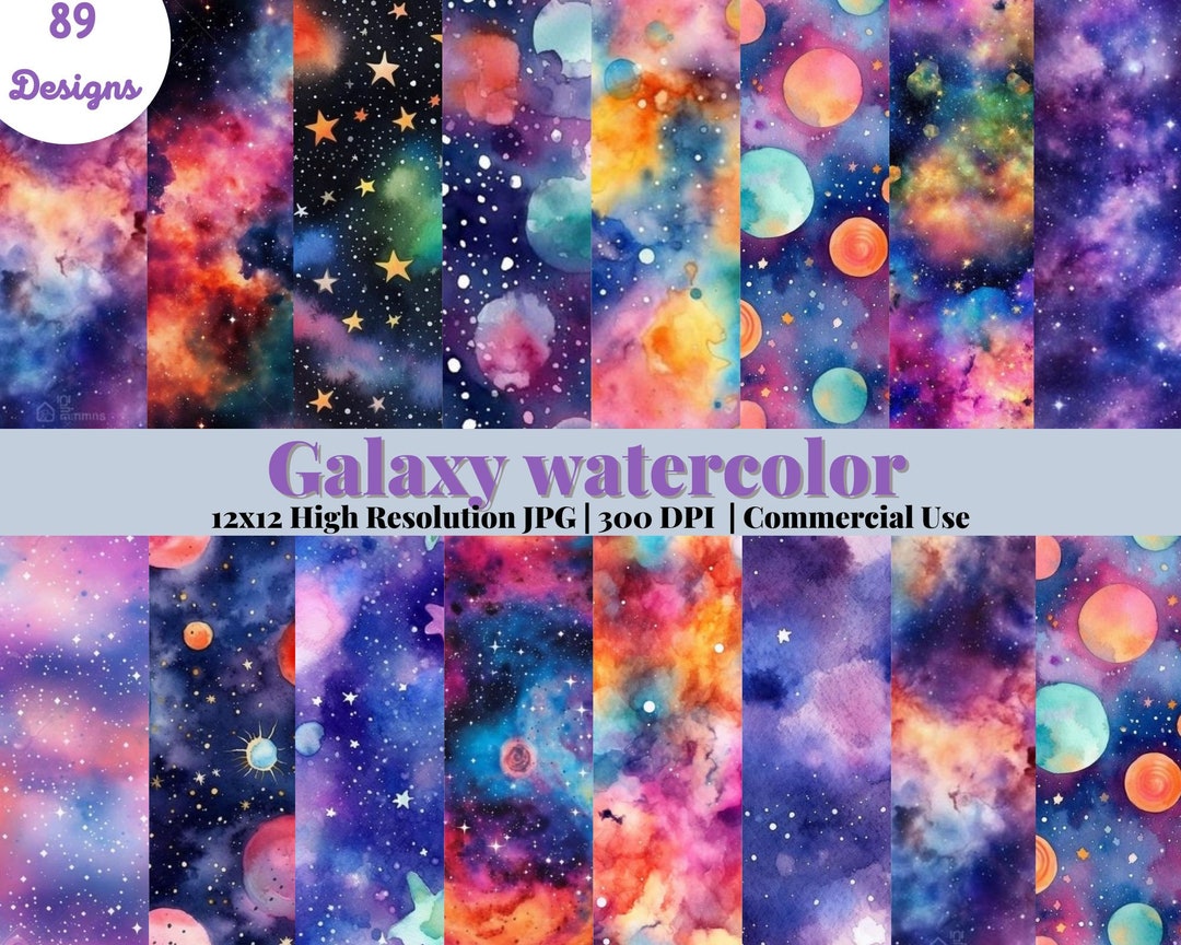 89 Galaxy Watercolor Digital Paper, SEAMLESS Pattern, Stardust ...