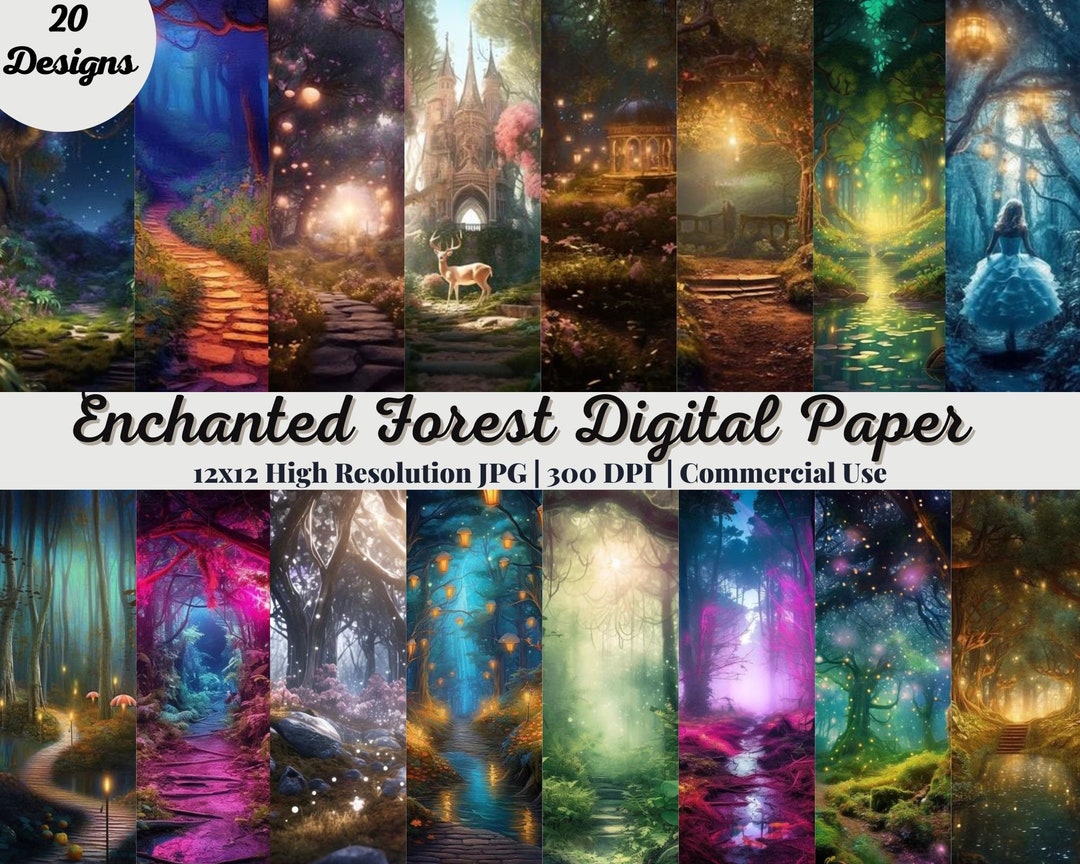 20 Enchanted Forest Digital Paper | Enchanted Forest Seamless ...