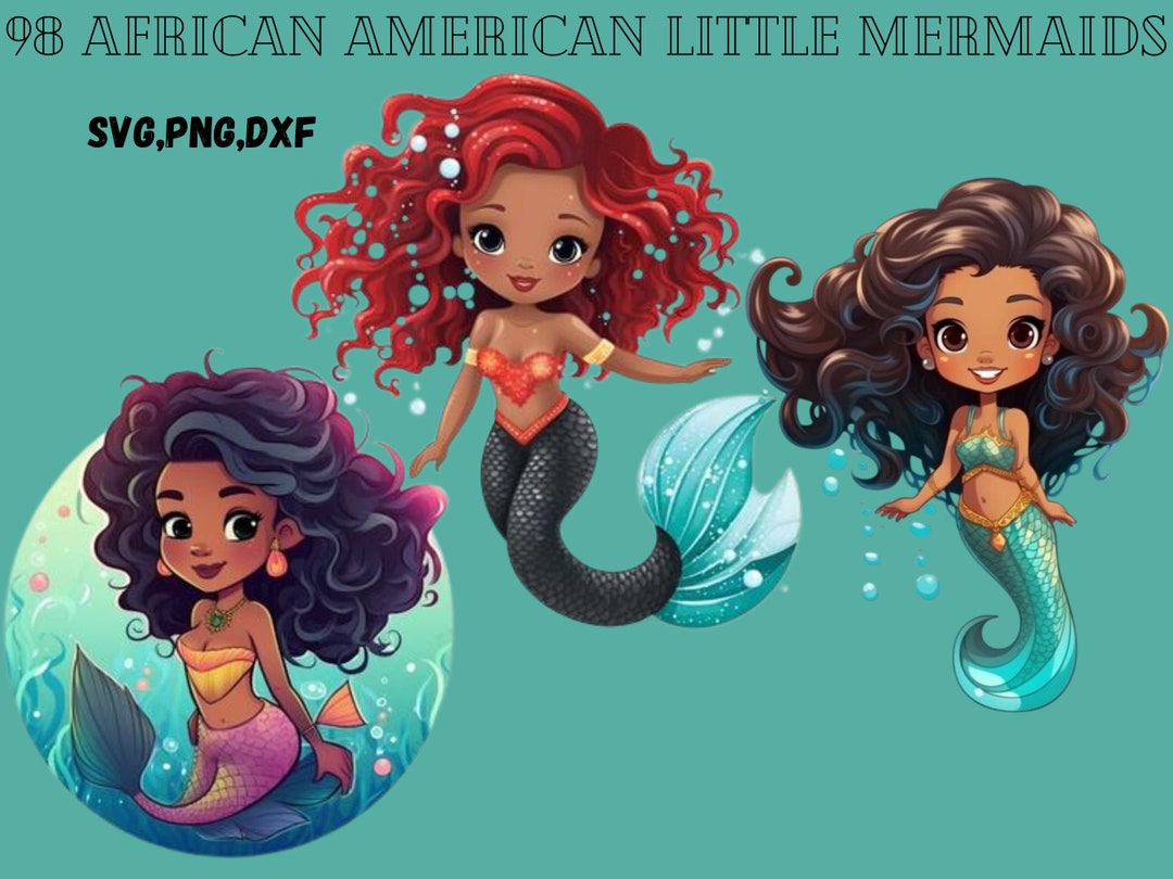 98 African American Little Mermaids Clipart Instant Download - Etsy