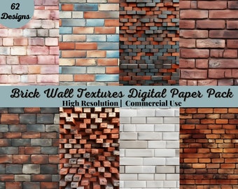 Brick Wall Textures Digital Paper Pack, Brick Texture Digital Scrapbook ...