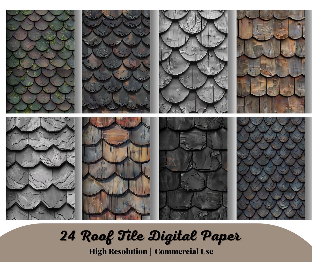 24 Digital Roof Tile, Slate Papers, Printable Digital Paper ...