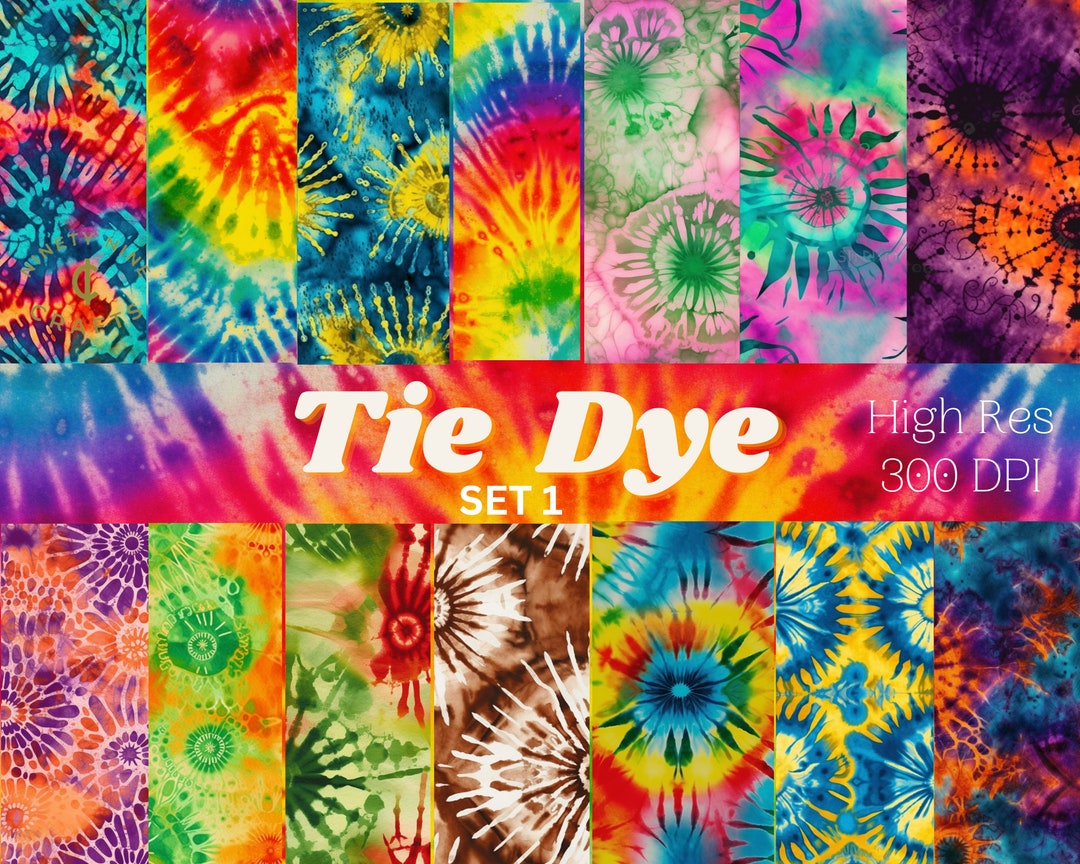 Set of 18 Pattern Tie Dye Digital Paper Pack Colorful Tie Dye Blurred ...