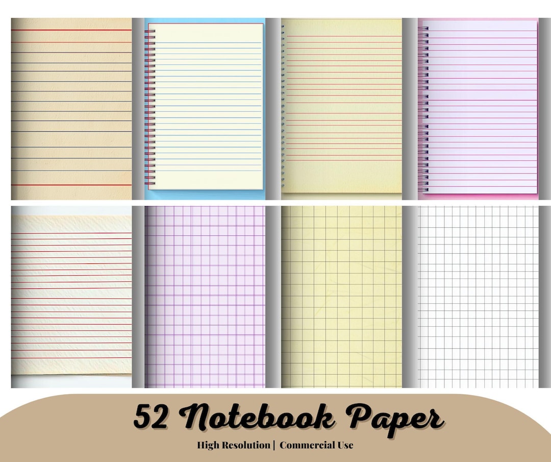 Notebook Paper in Digital Format for Printing at Home, Back to School ...