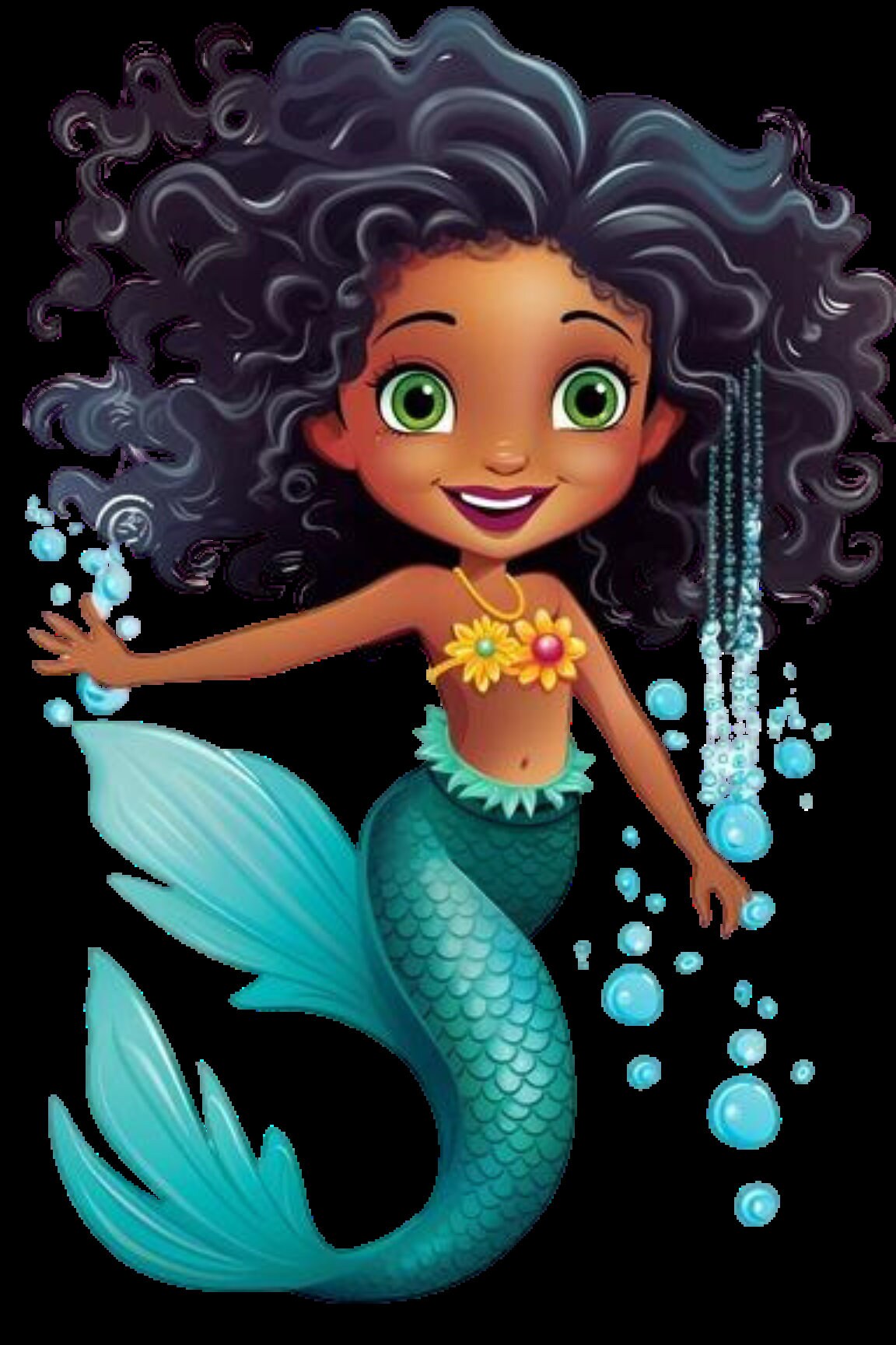 98 African American Little Mermaids Clipart | Instant Download | PNG ...