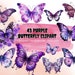 43 Purple Butterfly Clipart, Flowers Clipart, Png Files With ...