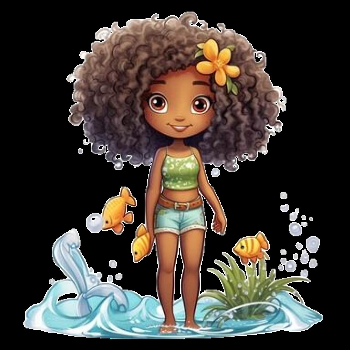 98 African American Little Mermaids Clipart | Instant Download | PNG ...