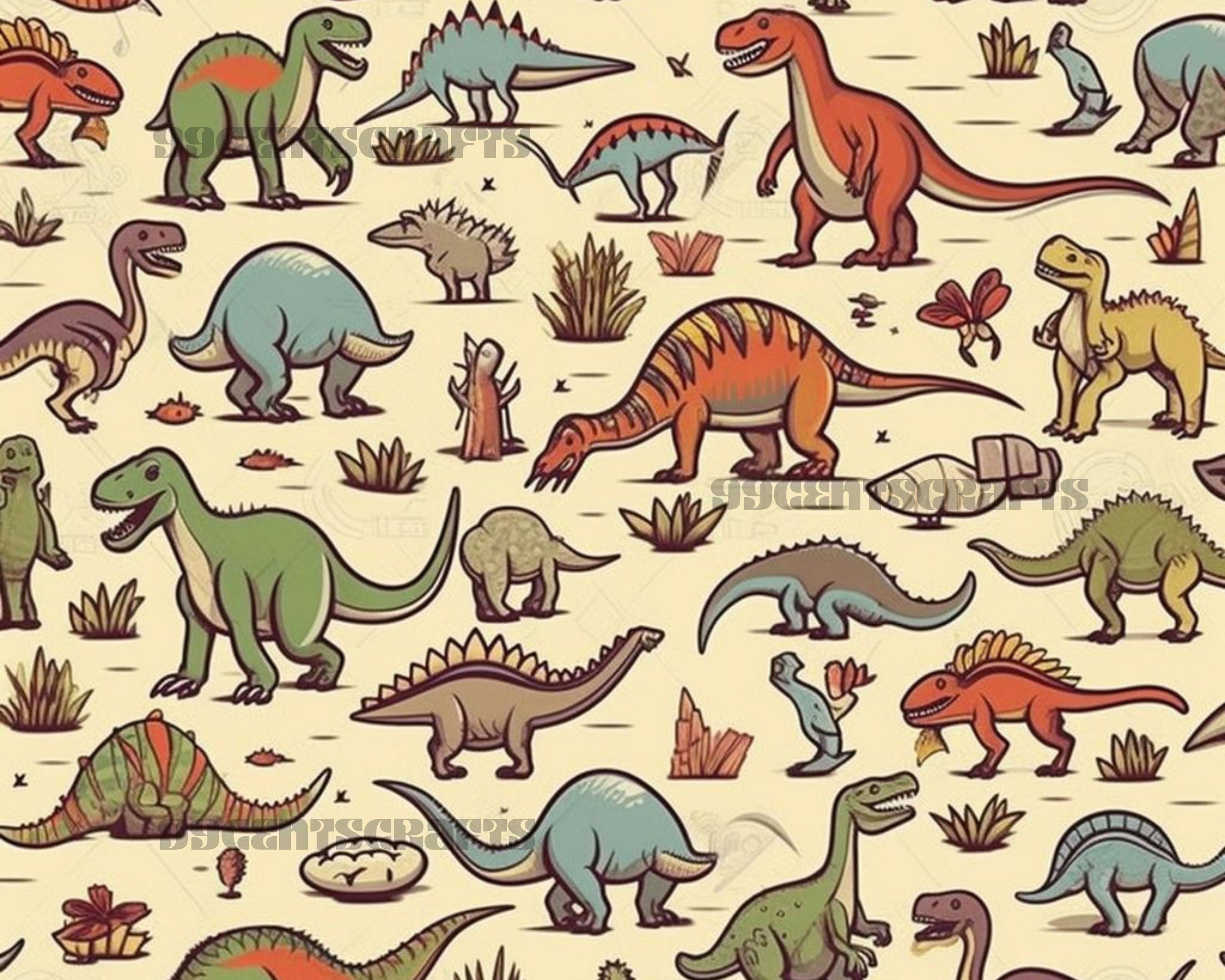 20 Dinosaurs Pattern Dino Land Repeat Tile Surface Pattern - Etsy