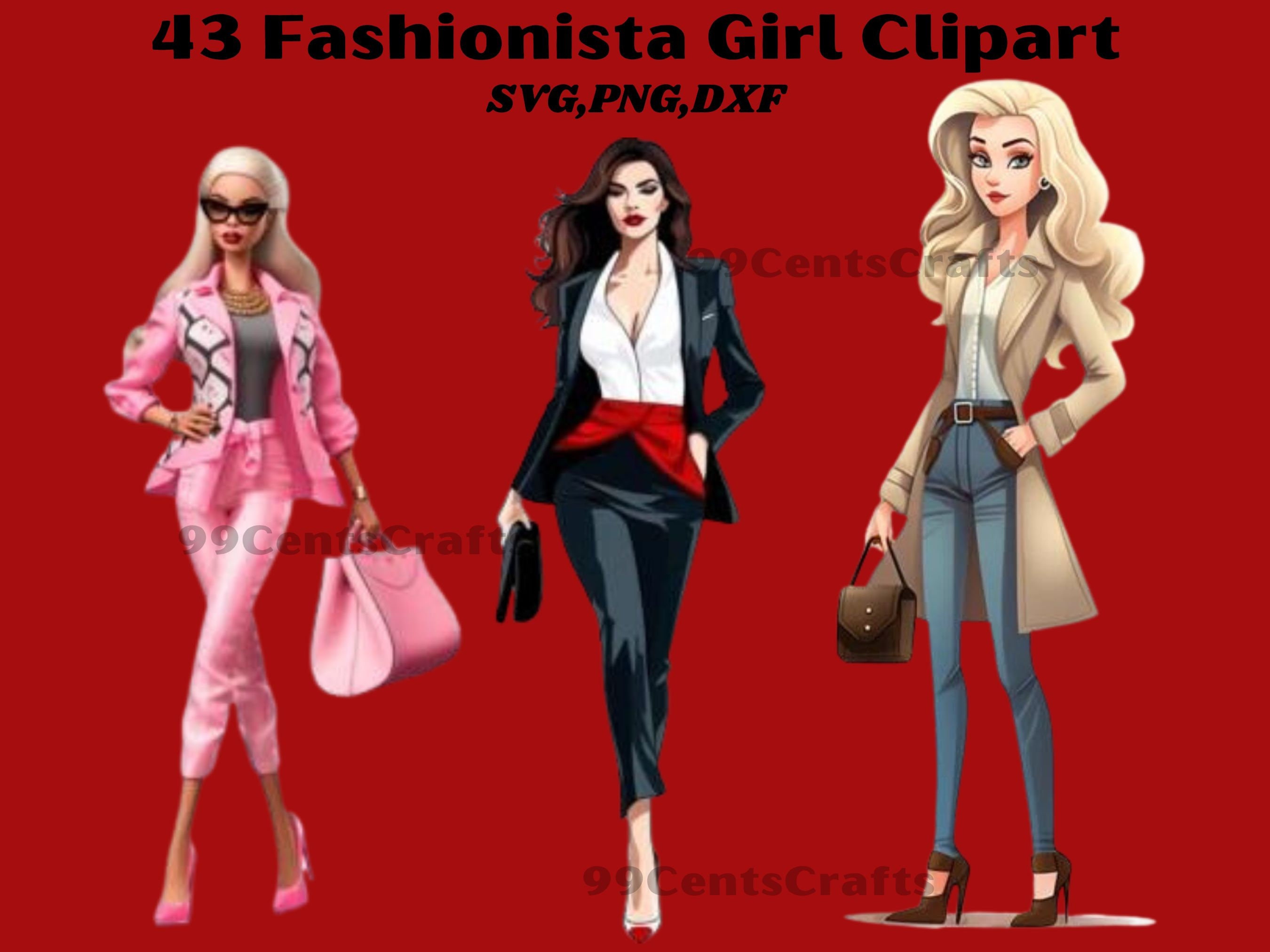 43 Fashionista Girl Clipart American Woman PNG Fashion Girl - Etsy