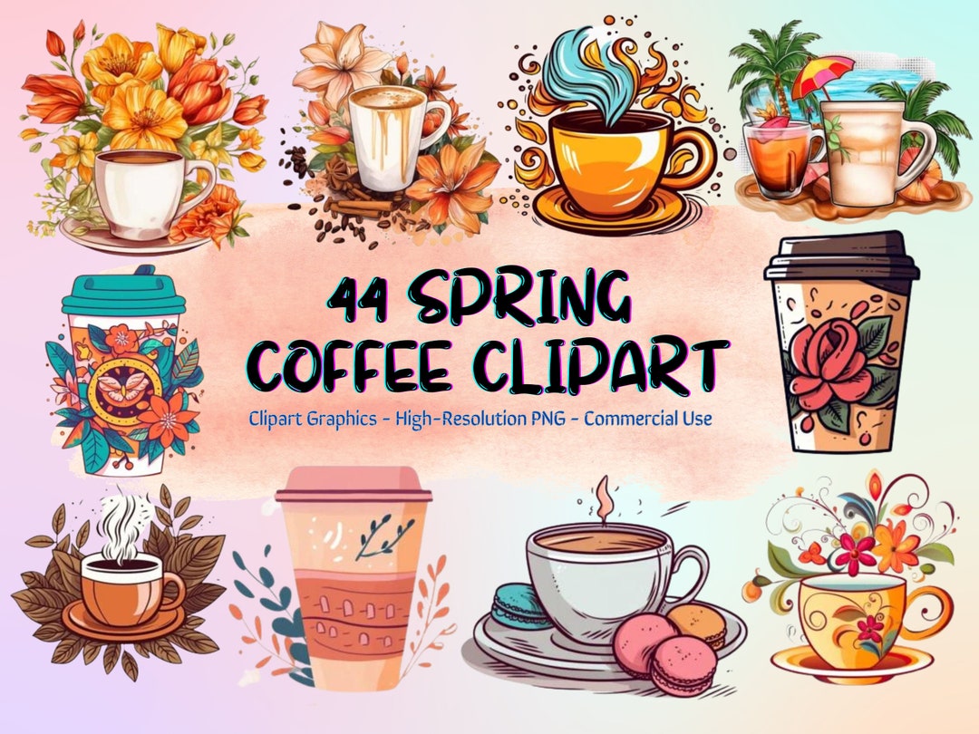 44 Spring Coffee Clipart, Café Clip Art, Watercolor Transparent PNG ...