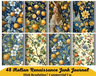 Italian Renaissance-inspired, Printable Pages, Colorful Seamless Junk ...