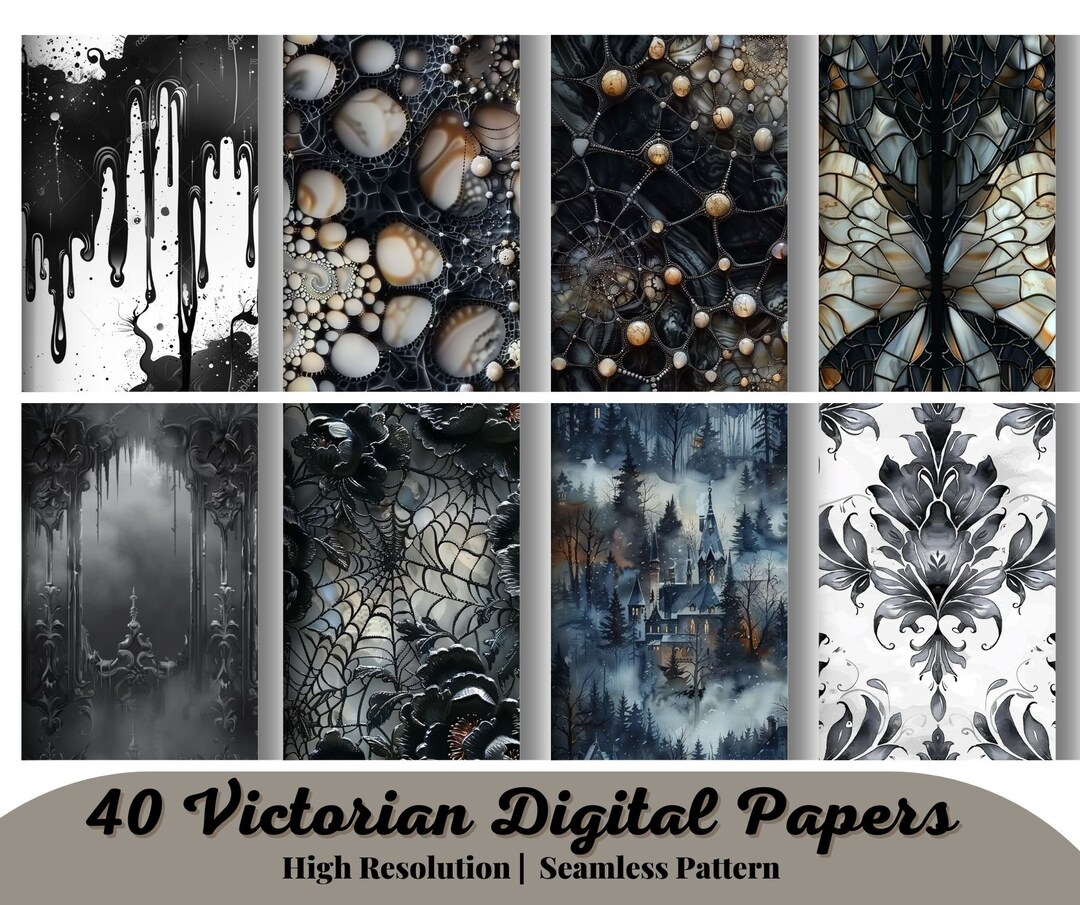 40 Seamless Watercolor Gothic Patterns, Victorian Digital Download ...