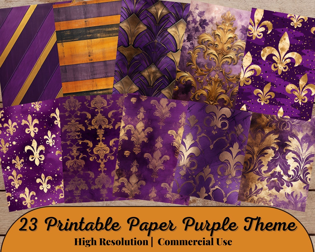 23 Printable Paper Purple Theme, Big Bundle Backgrounds, Digital Paper ...