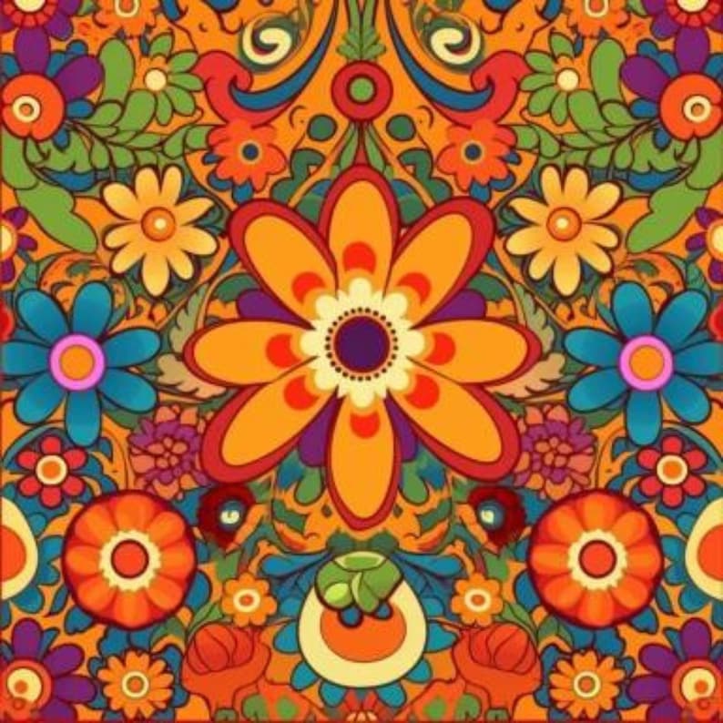 20 Groovy Retro Hippie Flower Power Digital Printable - Etsy