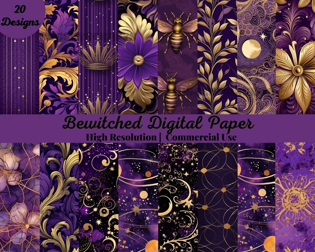 20 Bewitched Digital Paper, Seamless Fantasy Backgrounds, Starry Night ...