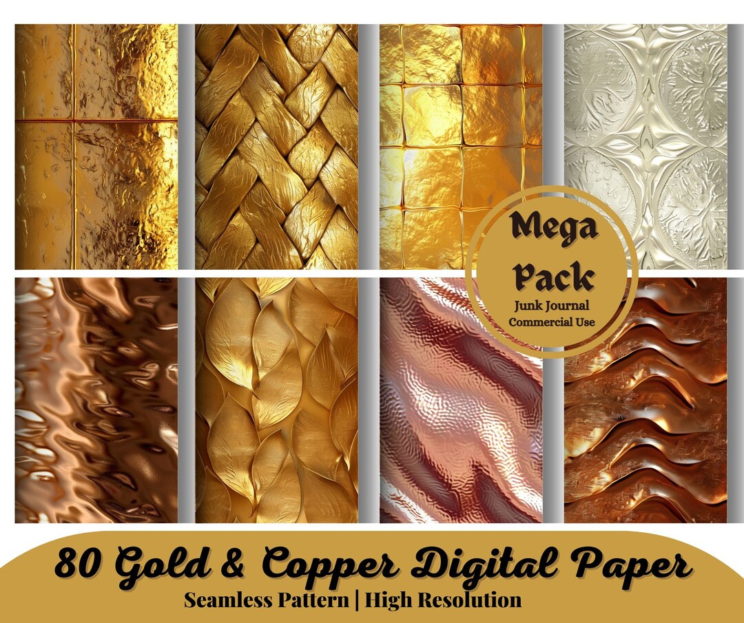 80 SALE Foil Digital Paper Rose Gold Digital Paper Rainbow Metallic ...