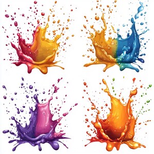 Colorful Ink Splash Fussy Cut, Color Splash, Paint Splatter, Ink ...