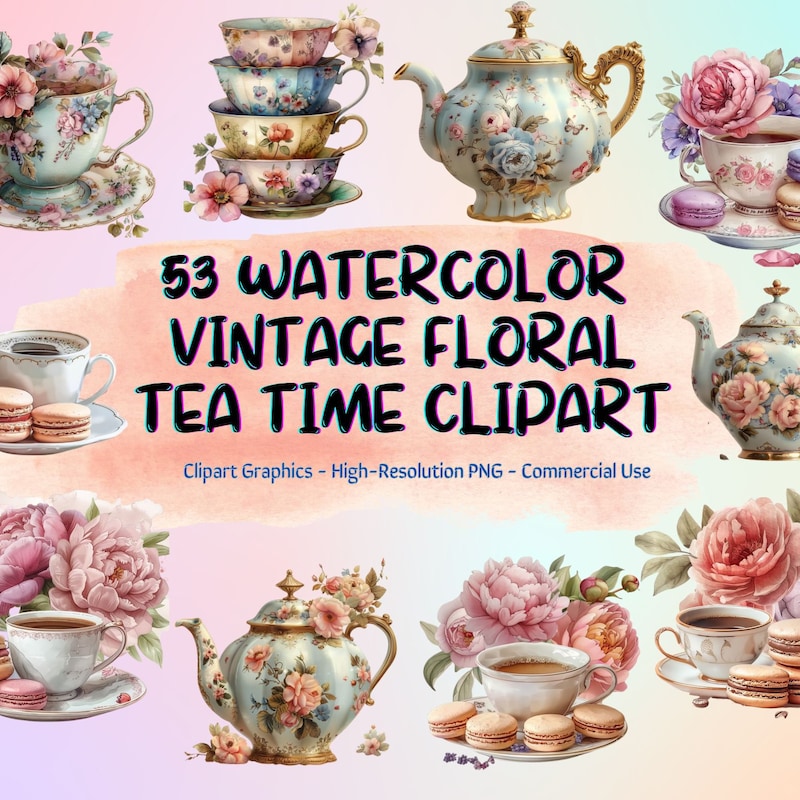 Tea Time Clipart - Etsy