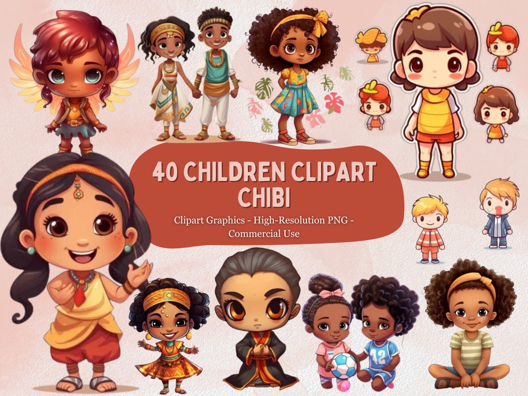 40 Cute Chibi Children Clipart, Children Png, Child Clipart, Boy and ...