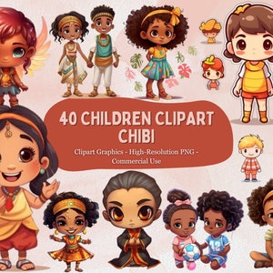 40 Cute Chibi Children Clipart, Children Png, Child Clipart, Boy and ...