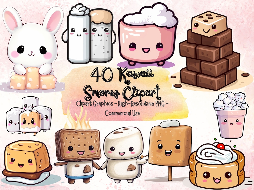 40 Kawaii Smores Clipart - Smore's Clipart - Instant Download - Camping ...