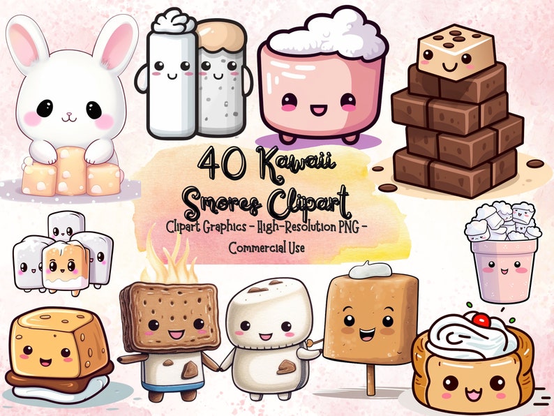 40 Kawaii Smores Clipart Smore's Clipart Instant Download Camping Food ...