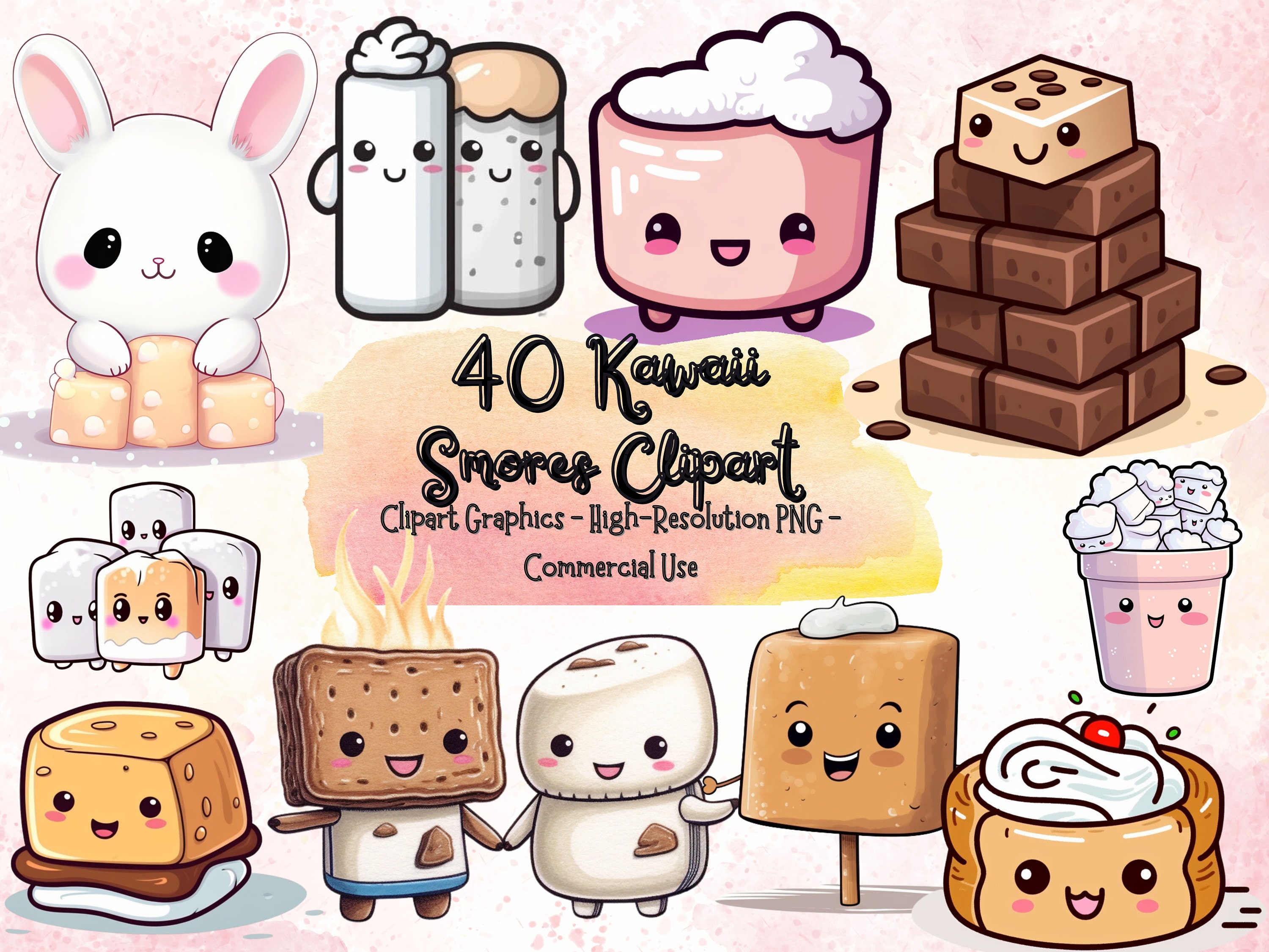 40 Kawaii Smores Clipart Smore's Clipart Instant Download Camping Food ...