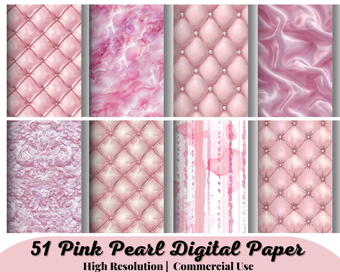 51 Pink Pearl Digital Paper, Seamless Pearl Backgrounds With Silk and ...
