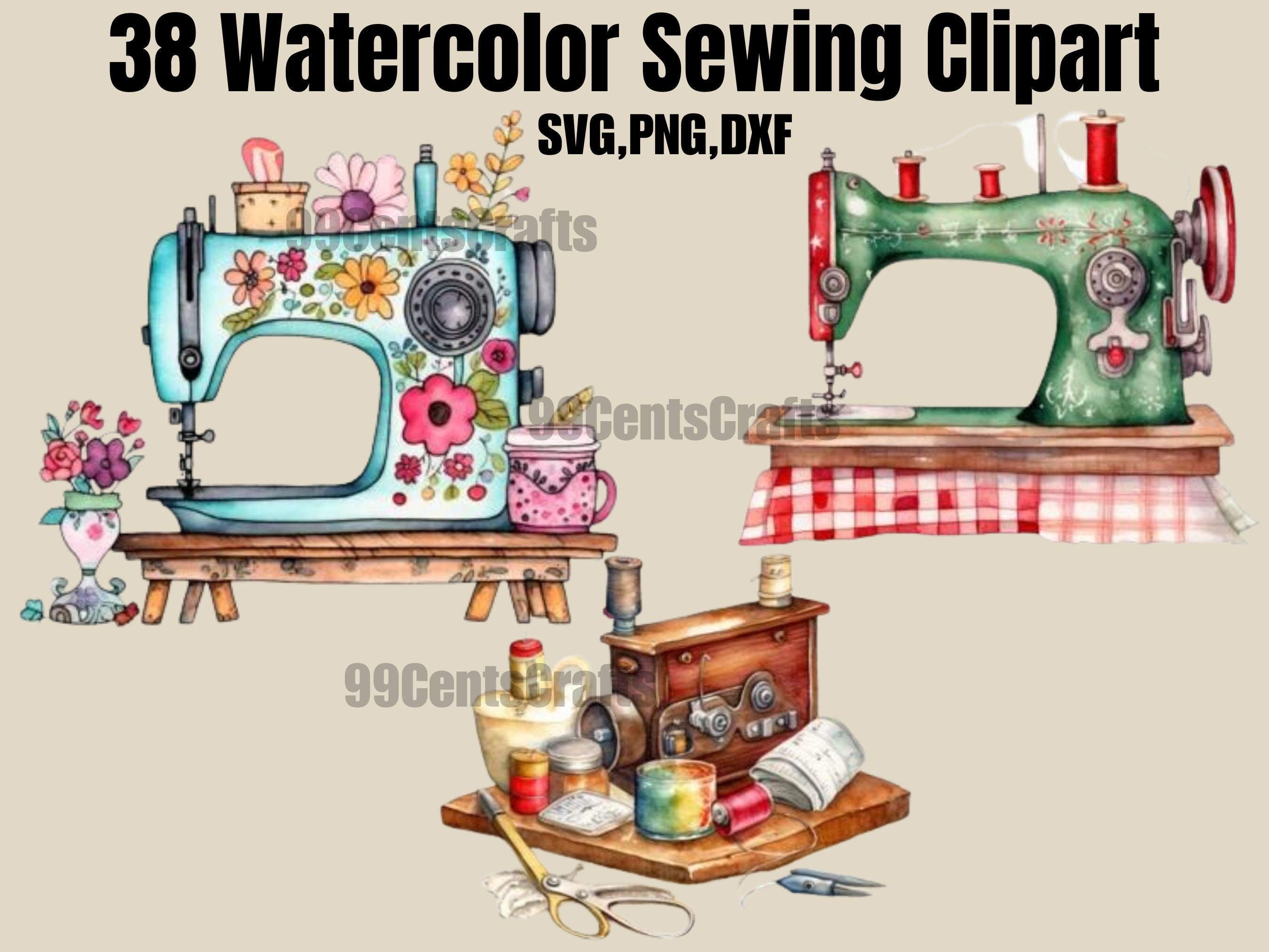 38 Watercolor Sewing Clipart Graphicinstant Download - Etsy
