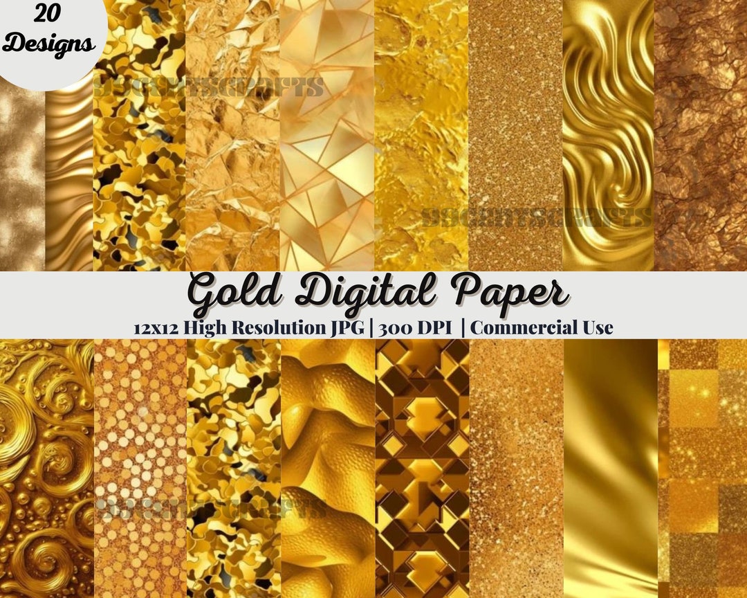 Gold Digital Paper, Scrapbook Paper, Gold Foil Digital Paper, Gold ...