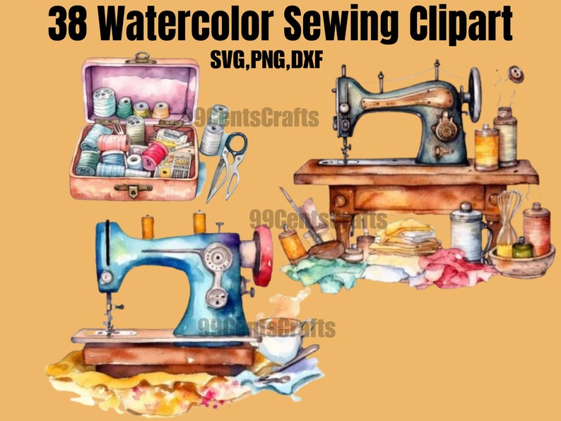 38 Watercolor Sewing Clipart Graphicinstant Download - Etsy