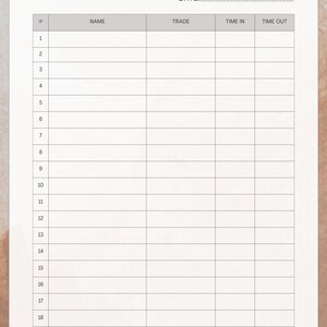 Daily Sign in Sheet Printable Digital Png Download - Etsy Australia