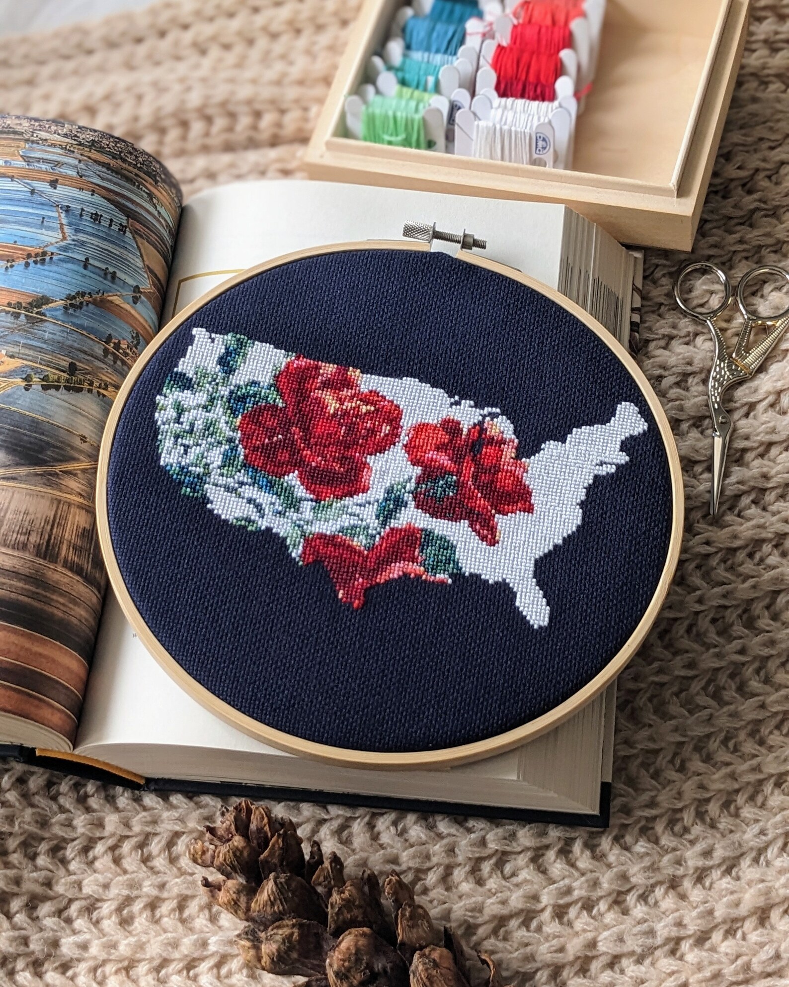 USA Map Cross Stitch Digital Pattern. American Home Needlework ...