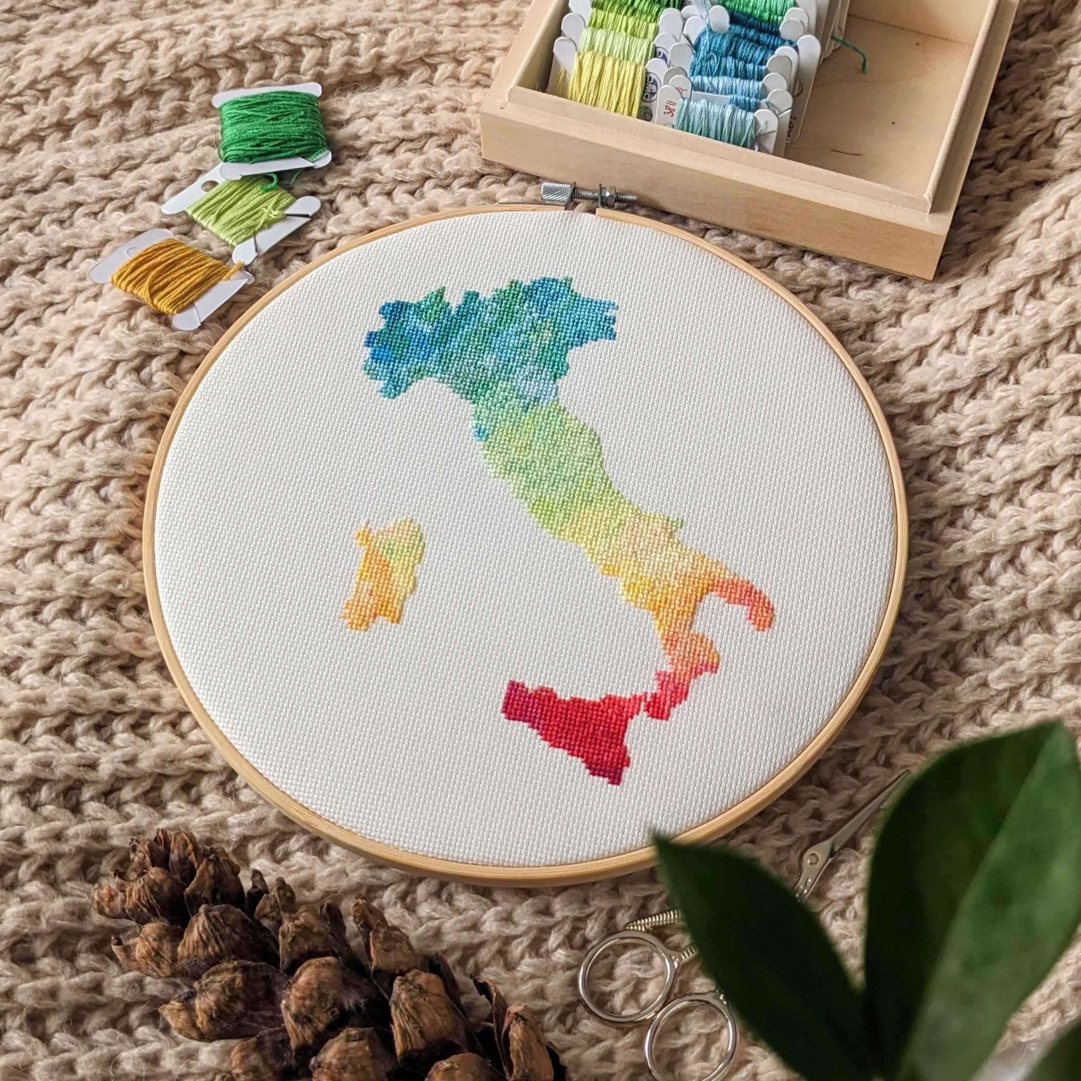 Italy Map Cross Stitch Pattern. Counted Xstitch Chart for Instant ...