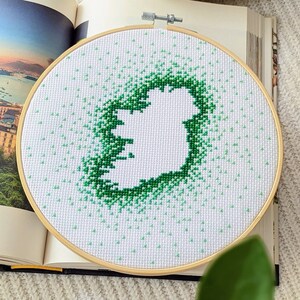 Ireland Map Cross Stitch Pattern. Emerald Island Silhouette Negative ...