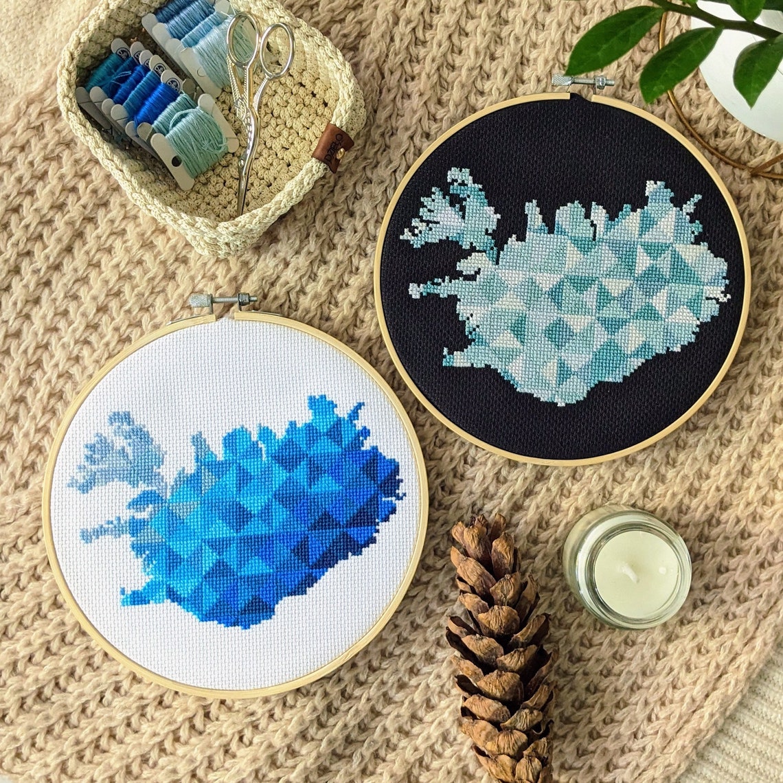Iceland Maps Cross Stitch Pattern Set. Unique Embroidery Project ...