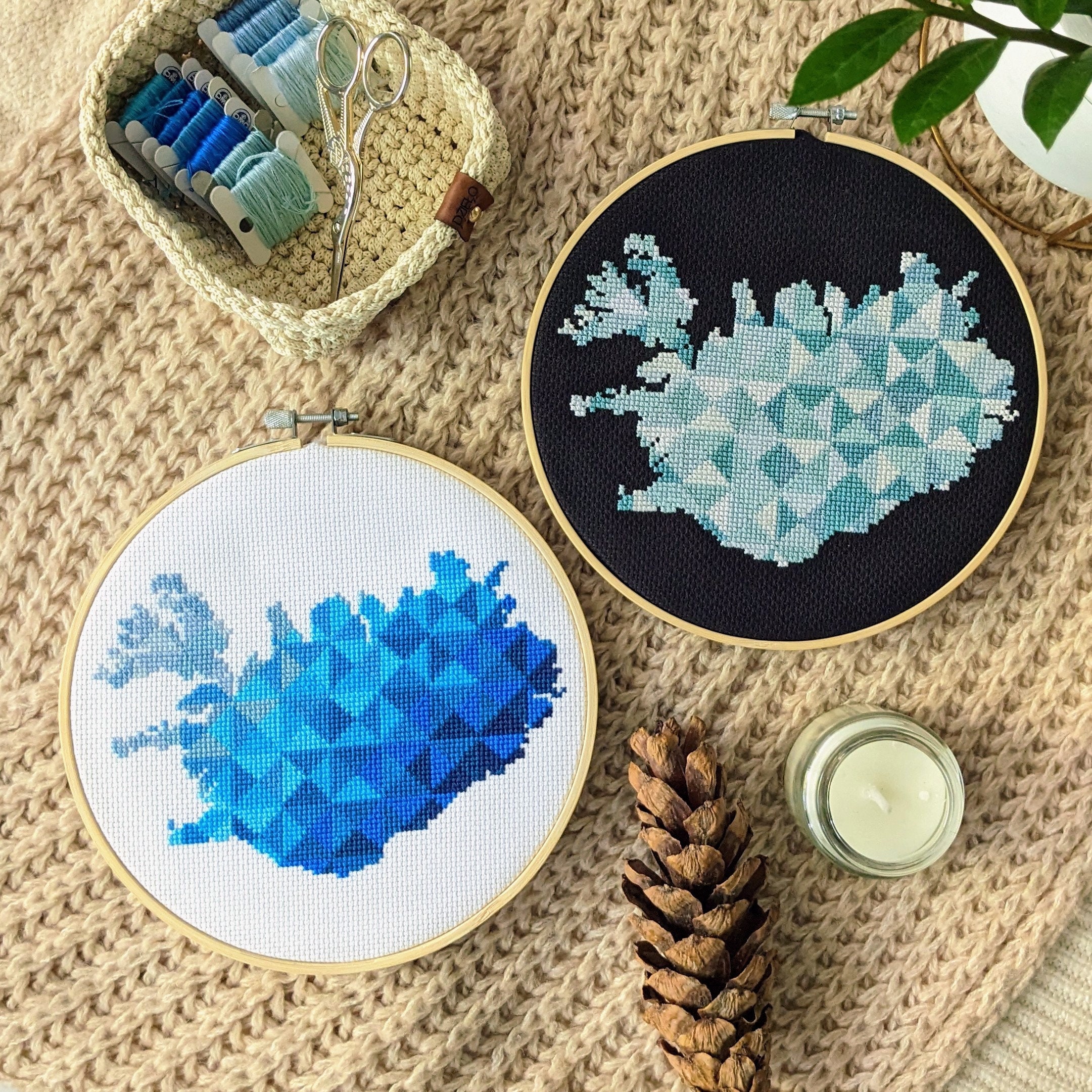 Iceland Maps Cross Stitch Pattern Set. Unique Embroidery Project ...
