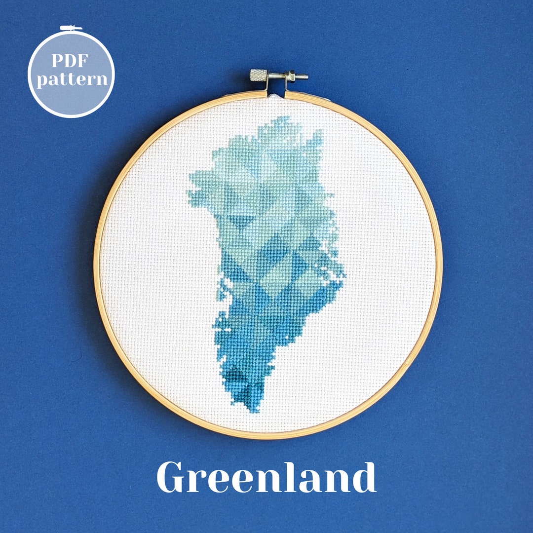 Greenland Map Cross Stitch Pattern. Modern Simple Xstitch PDF Chart ...