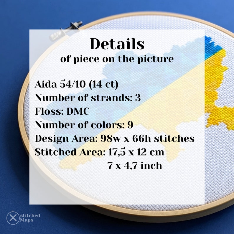 Ukraine Map Cross Stitch Pattern. Wall Decor in National Colors. Modern ...