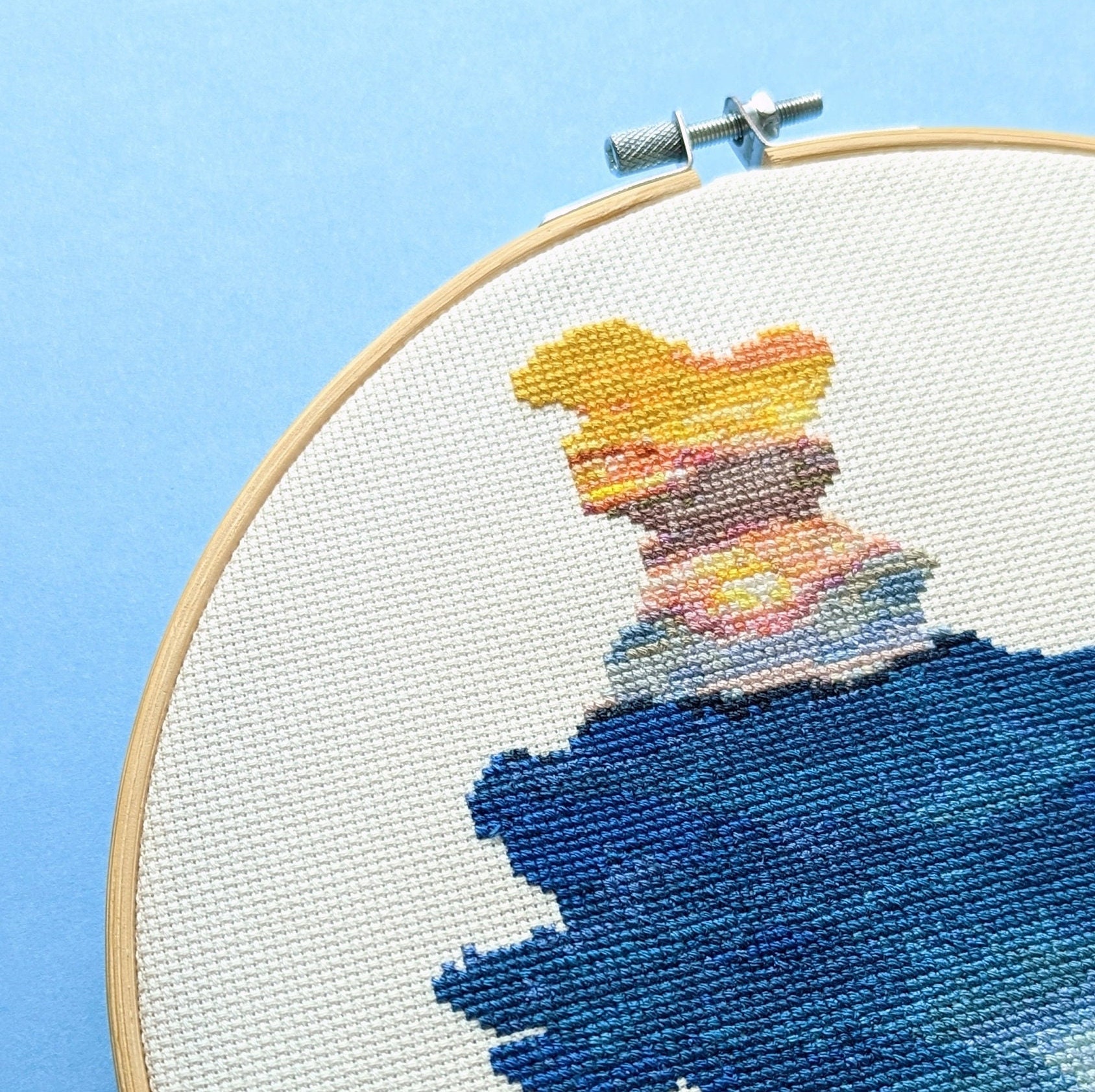India Cross Stitch Map Pattern Landscape Sunset Embroidery Design ...