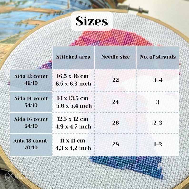 Kuwait Map Cross Stitch Pattern in Colors of Evening. Asian Themed ...