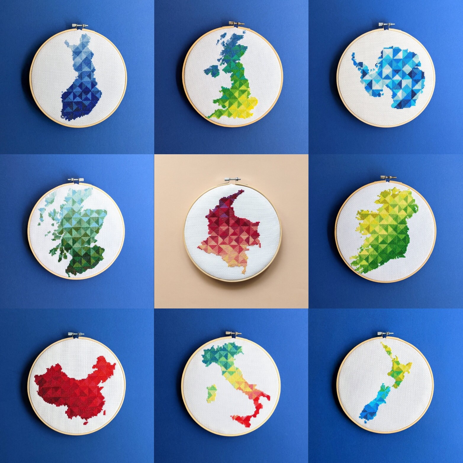 Cross Stitch Maps Set of Any THREE Patterns From My Line of - Etsy