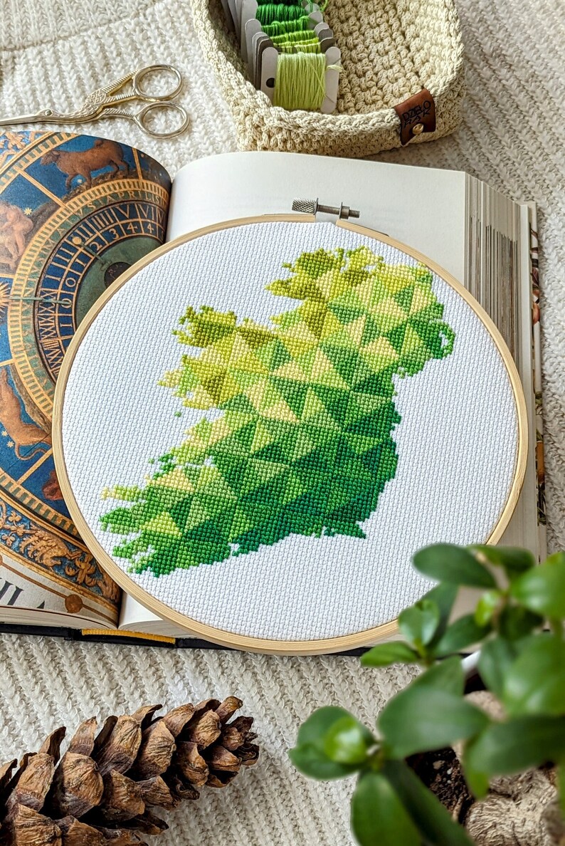 Ireland Map Cross Stitch Pattern. Emerald Island Silhouette for ...