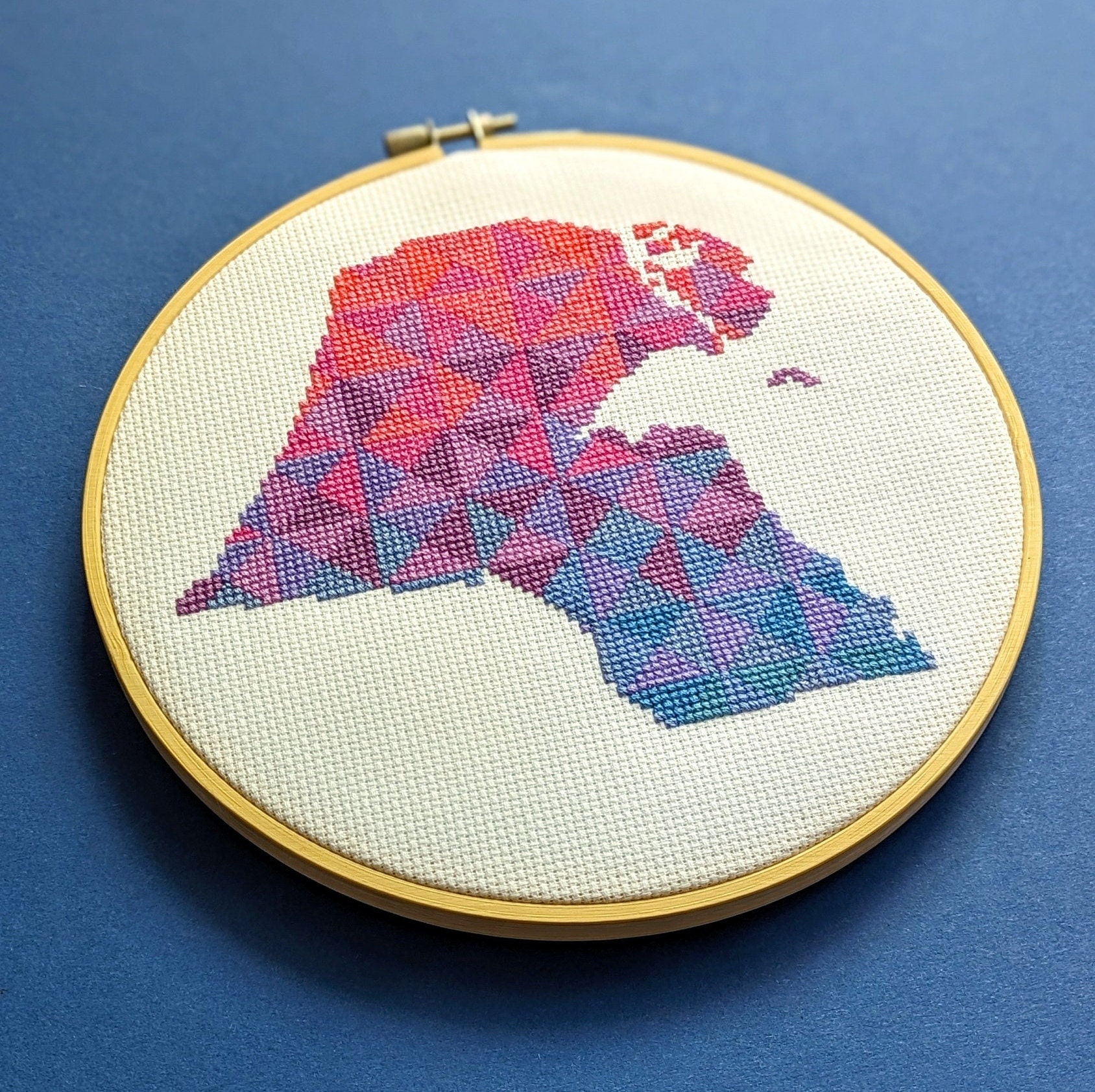 Kuwait Map Cross Stitch Pattern in Colors of Sunset. Asian Themed ...